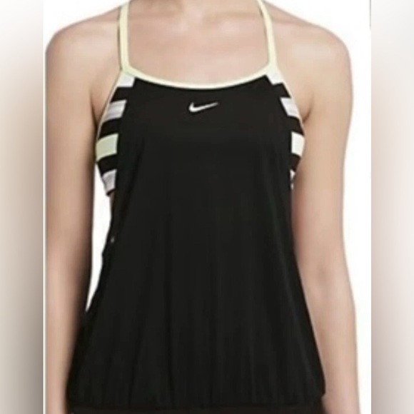 Nike | Swim | Nike Open Back X Neon Black White Stripe Layered Tankini ...